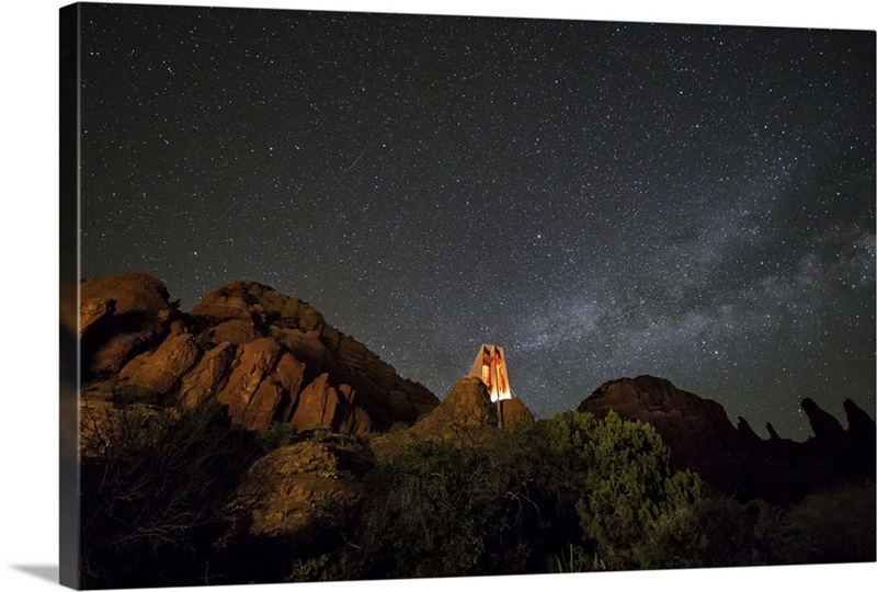 The Milky Way over the Chapel in Sedona, Arizona | Great Big Canvas