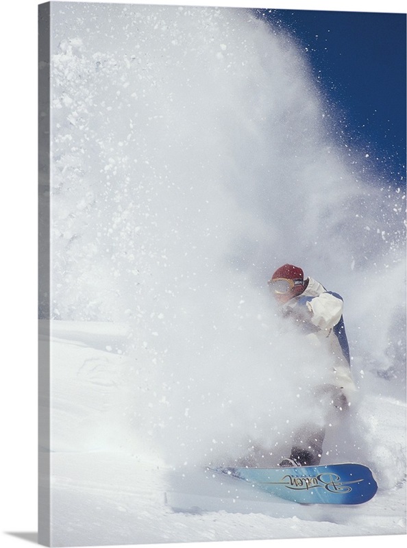 Ian Spiro in a cloud of snow, snowboarding in the North Cascades ...