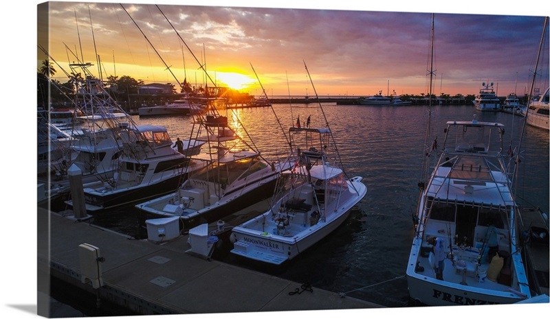 Sunset looking over Marina Pez Vela, Quepos Costa Rica | Great Big Canvas