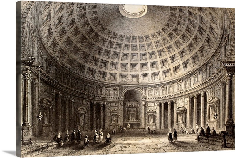 Antique illustration of the Pantheon in Rome, Italy | Great Big Canvas