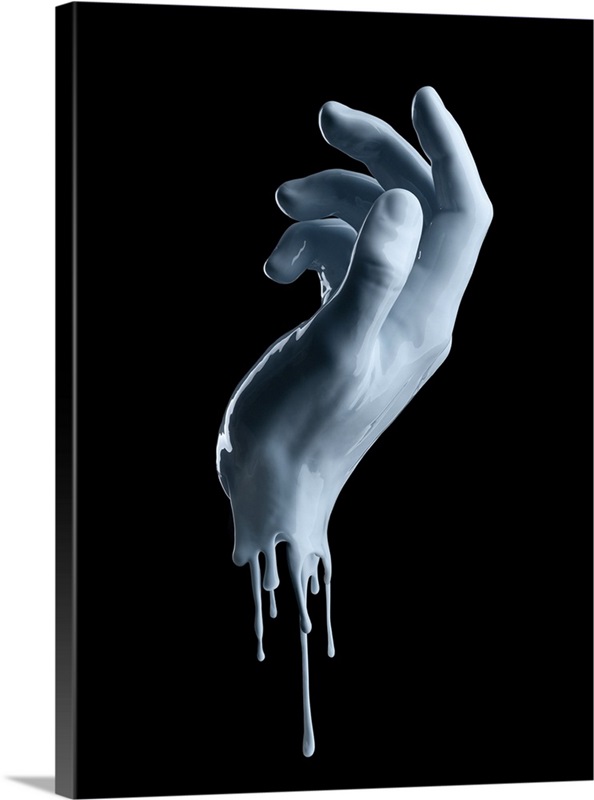 Elegant Female Hand On A Light Blue Paint Isolated On A Black ...