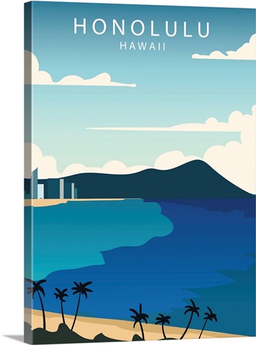 Honolulu Modern Vector Travel Poster | Great Big Canvas