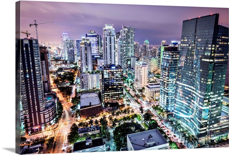 Miami cityscape at night | Great Big Canvas