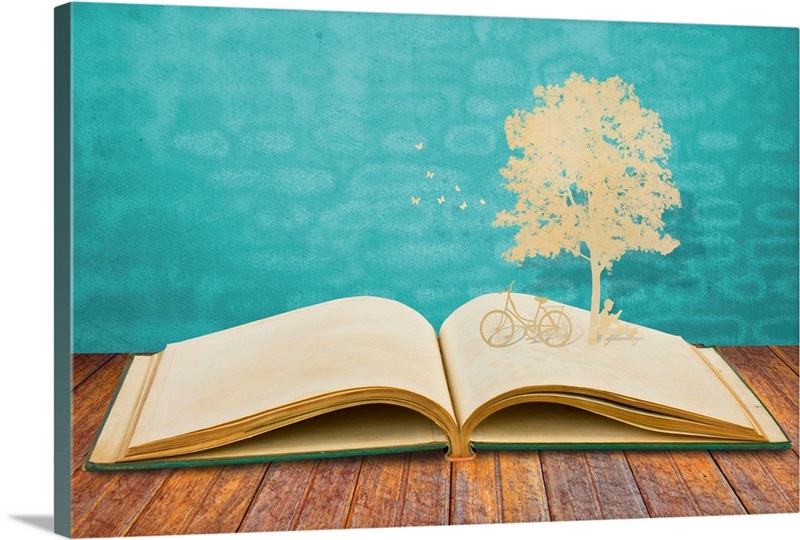 Peaceful scene made from the cut pages of a book | Great Big Canvas