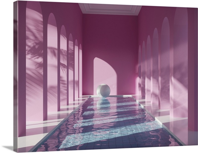 Swimming Pool In Hall With Columns Wall Art, Canvas Prints, Framed ...