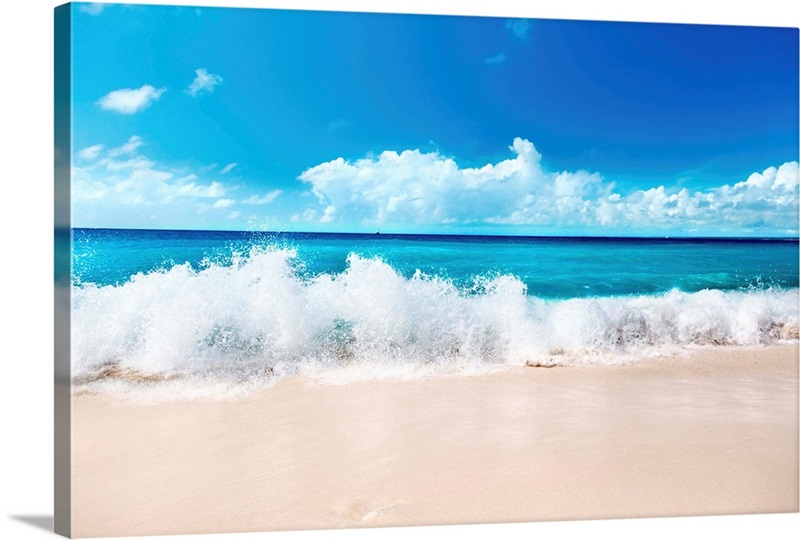 Tide washing over Caribbean beach. | Great Big Canvas