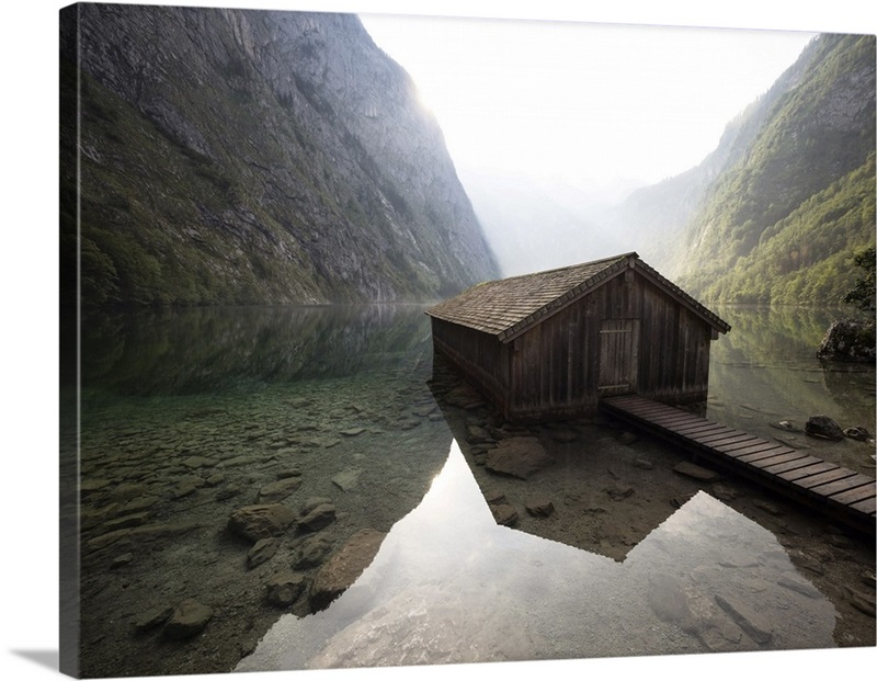 Traditional Old Wooden Boat House Water | Great Big Canvas
