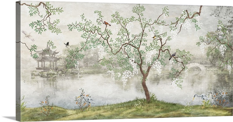 Tree With Birds In Japanese Garden | Great Big Canvas