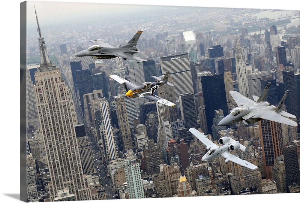 A P51 Mustang F16 Fighting Falcon F15 Eagle and A10 Thunderbolt II over ...