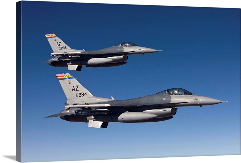 A pair of F-16s fly in formation over Arizona | Great Big Canvas