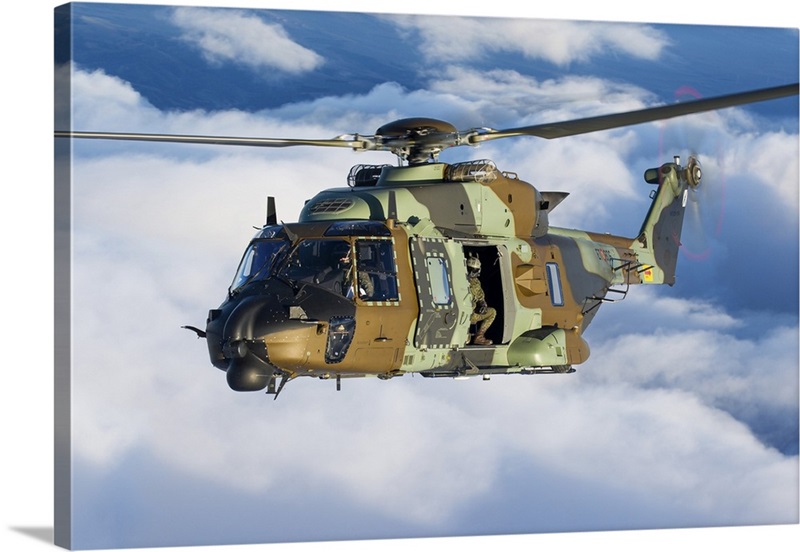 A Spanish Army NH90 Transport Helicopter During A Training Flight ...