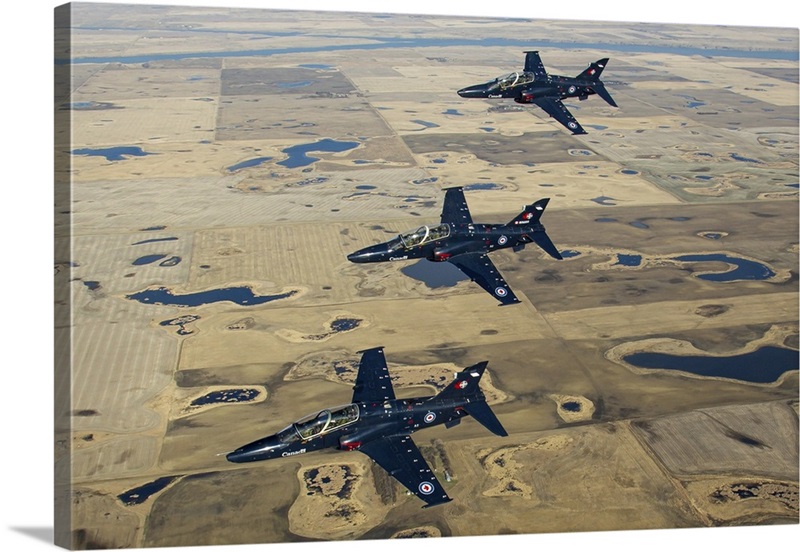 A Trio Of Royal Canadian Air Force CT-155 Hawk Training Jets Over Moose ...