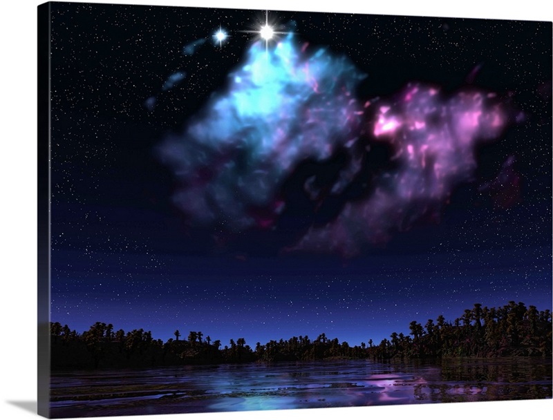Artists concept of a nebula over a hypothetical planet | Great Big Canvas