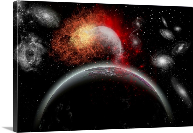 Artist's concept of cosmic contrast in the night sky | Great Big Canvas