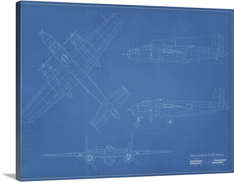 Blueprint Of A B-25 Mitchell | Great Big Canvas