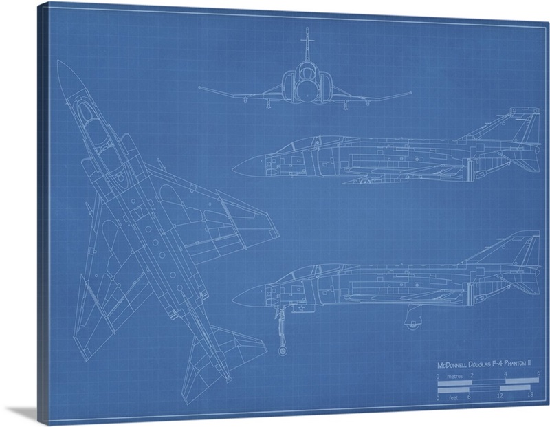 Blueprint Of A F-4 Phantom II Wall Art, Canvas Prints, Framed Prints ...