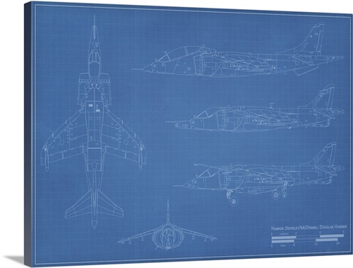 Blueprint Of A Harrier Jump Jet | Great Big Canvas