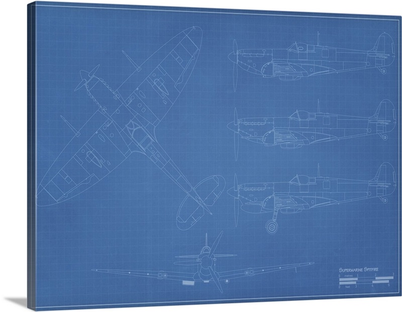 Blueprint Of A Supermarine Spitfire Fighter Plane | Great Big Canvas