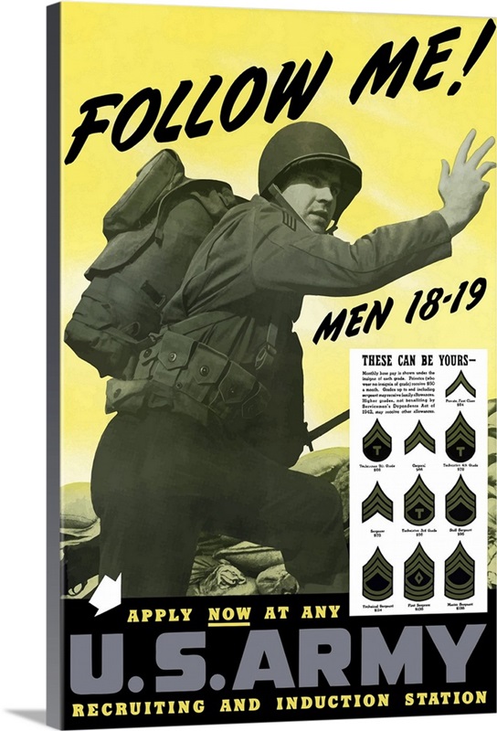 Digitally restored vector war propaganda poster. Follow Me! | Great Big ...