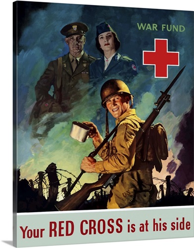 Digitally restored vector war propaganda poster. Your Red Cross Is At ...