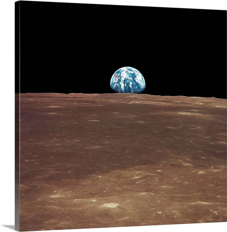 Earth rising above the Moons horizon | Great Big Canvas