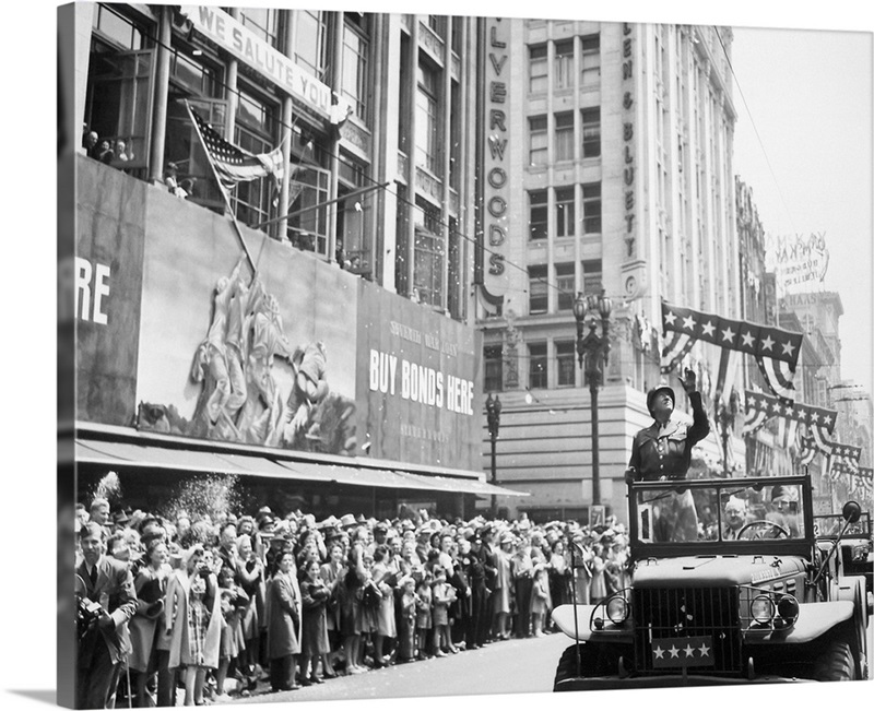 General George Patton during a ticker tape parade | Great Big Canvas