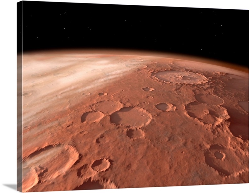 Heavily cratered highlands on the surface of Mars | Great Big Canvas