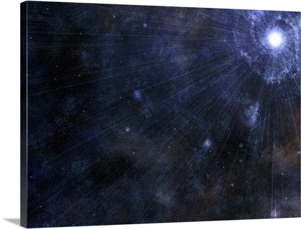 Illustration of a bright star in outer space Wall Art, Canvas Prints ...
