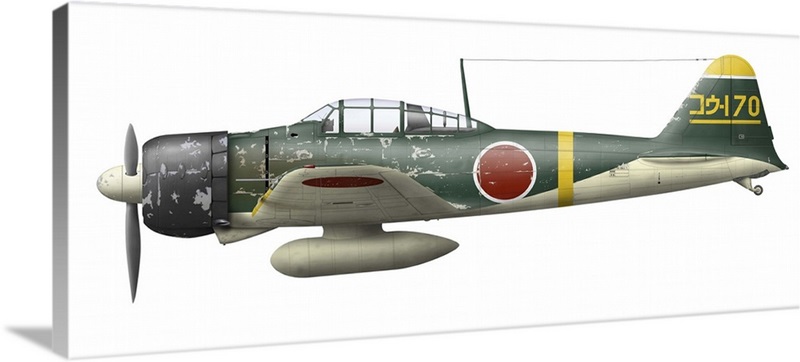 Illustration of a Mitsubishi A6M2 Zero fighter plane | Great Big Canvas