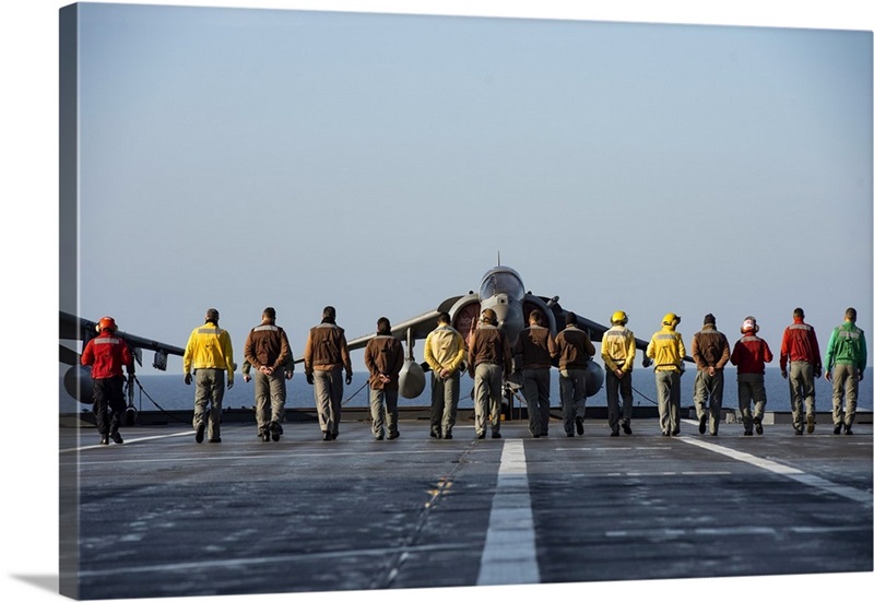 Italian Navy Personnel On The Deck Of The ITS Cavour Aircraft Carrier ...