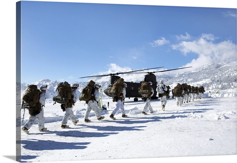 Marines Load A Waiting CH-47 Chinook Helicopter | Great Big Canvas