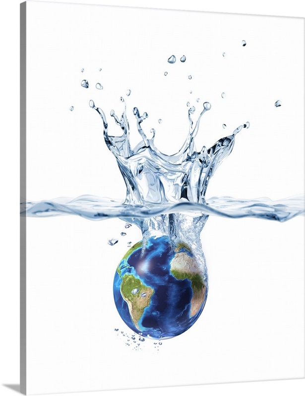 Planet Earth falling into clear water | Great Big Canvas