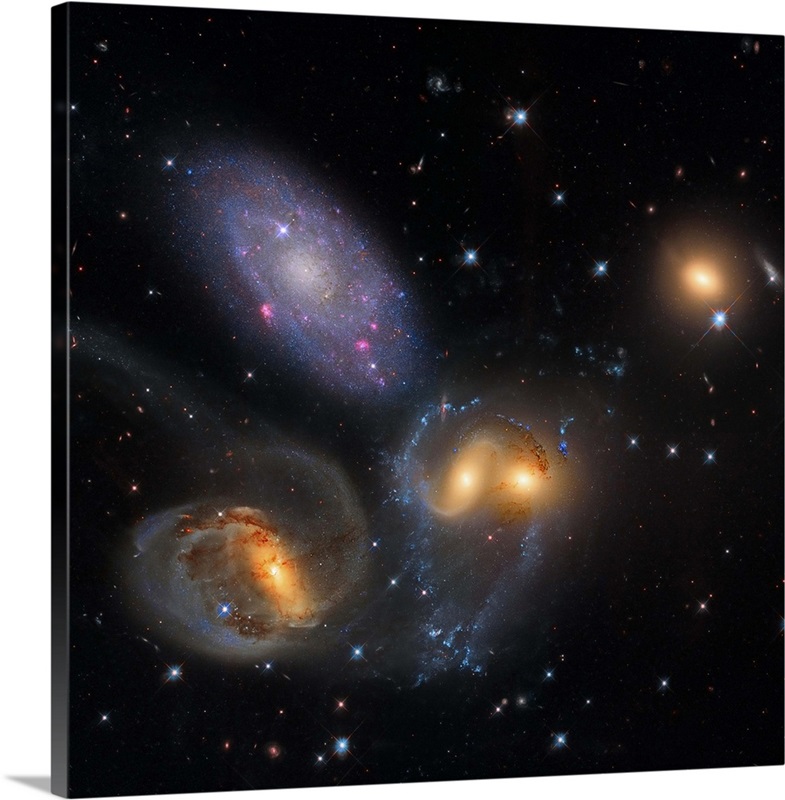 Stephan's Quintet, a grouping of galaxies in the constellation Pegasus ...