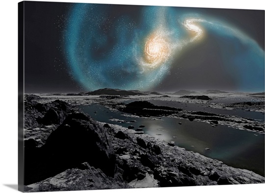 The Collision Of The Milky Way And Andromeda Galaxies Seen From The