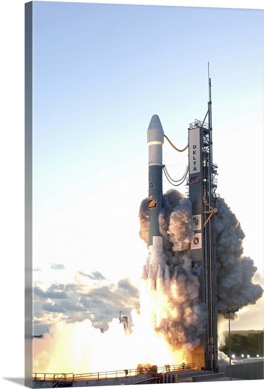 The Delta II rocket lifts off from its launch pad | Great Big Canvas