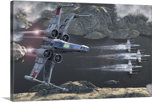 Top view of a group of X-Wings flying low in a river valley | Great Big ...