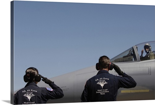 US Air Force Airmen salute the Captain of an aircraft | Great Big Canvas