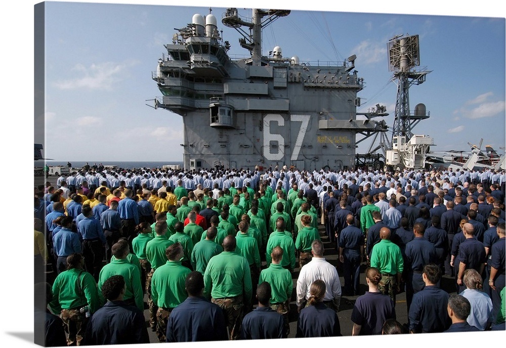 US Navy Sailors stand at attention during a frocking ceremony Wall Art ...