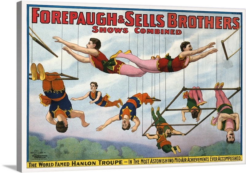 Vintage Forepaugh & Sells Brothers Circus Poster Of Hanlon Troupe, 1899 ...