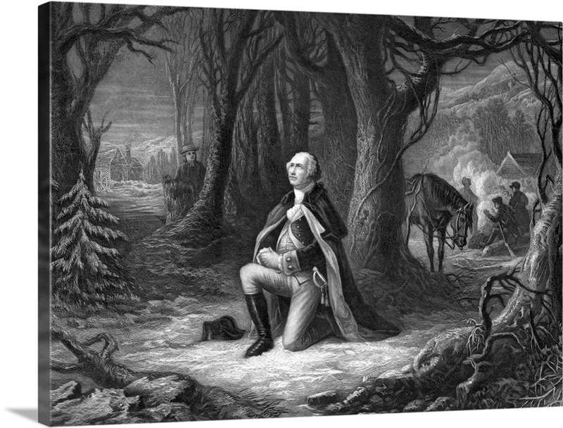Vintage Revolutionary War print of General George Washington praying at ...