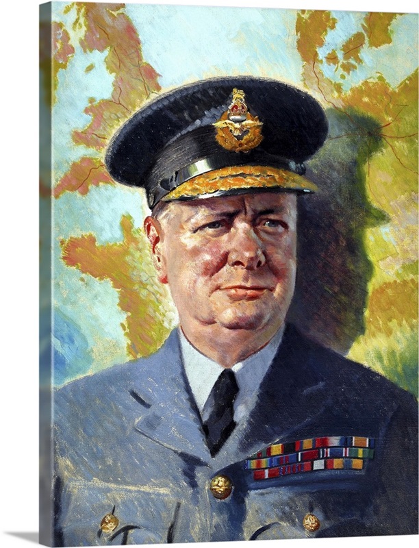 World War II painting of Winston Churchill wearing his RAF uniform ...