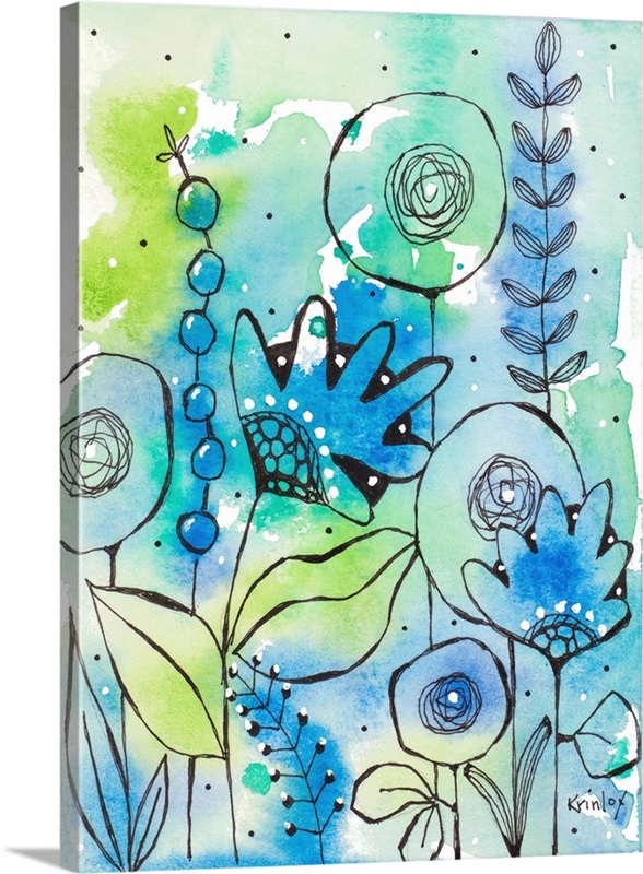 Blue Watercolor Wildflowers II Wall Art, Canvas Prints, Framed Prints ...