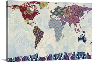 Patchwork World Map Wall Art, Canvas Prints, Framed Prints, Wall Peels ...