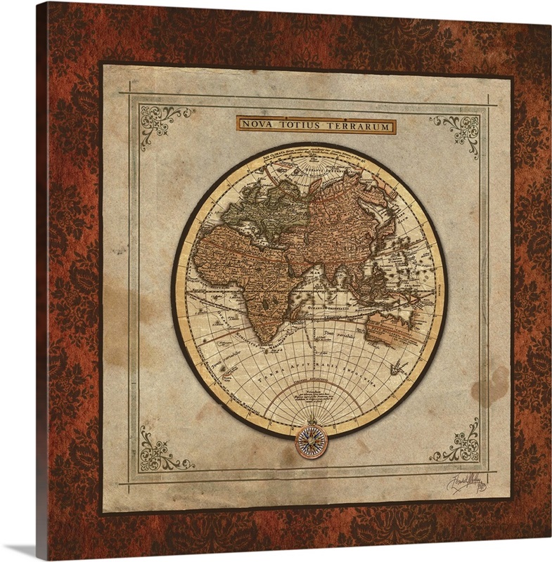 Red Damask Map II | Great Big Canvas