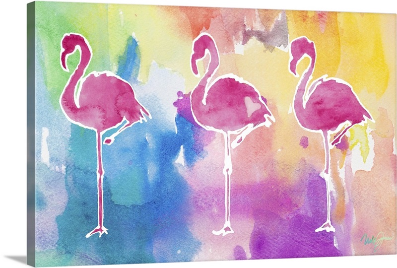 Sunset Flamingo Color Flow | Great Big Canvas