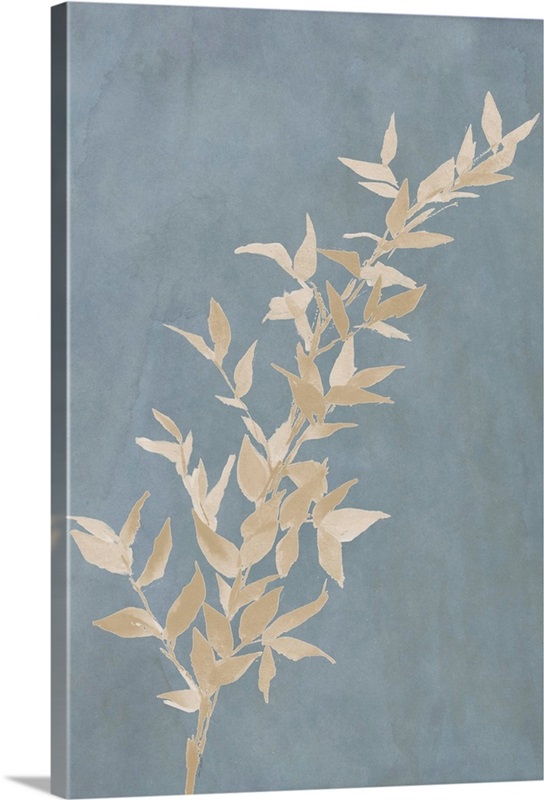 Tan Leaf On Blue II | Great Big Canvas