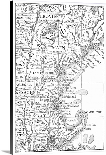 Henry Popple's Map Of New England, 1732 Wall Art, Canvas Prints, Framed ...