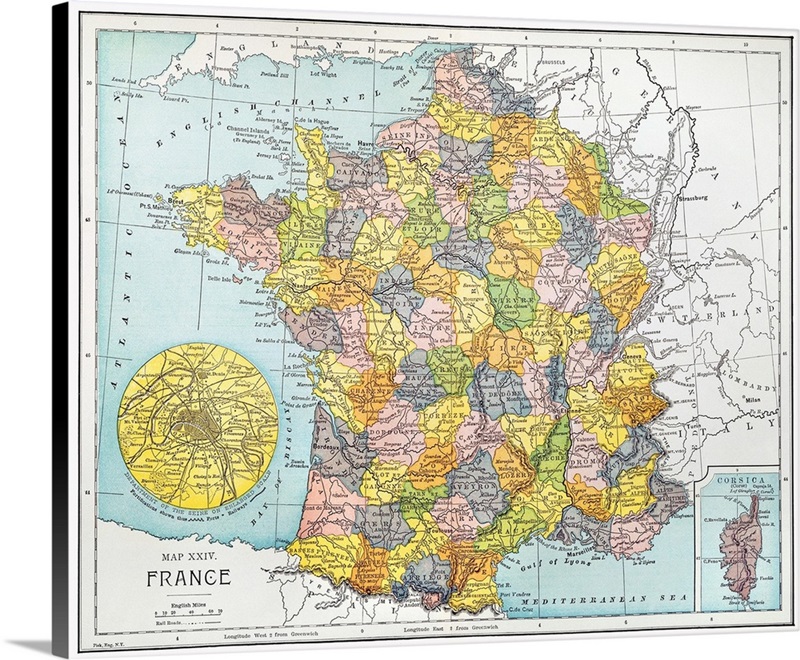 Map Of France, C.1900 | Great Big Canvas