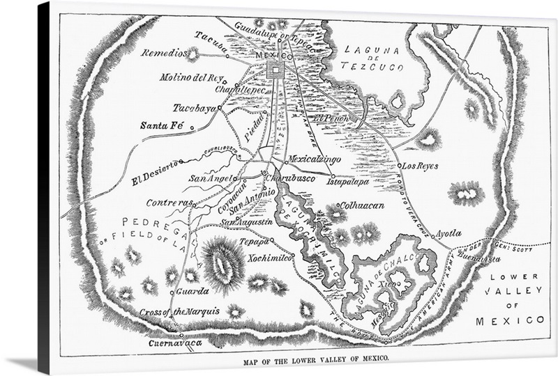 The Lower Valley Of Mexico, Including Mexico City, c1847 | Great Big Canvas