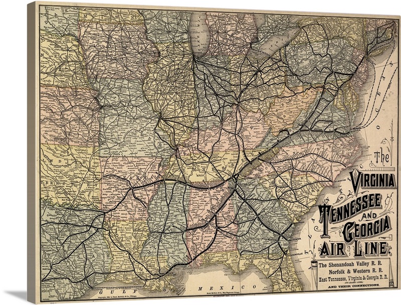 The Virginia, Tennessee, And Georgia Air Line, Railroad Map, 1882 ...